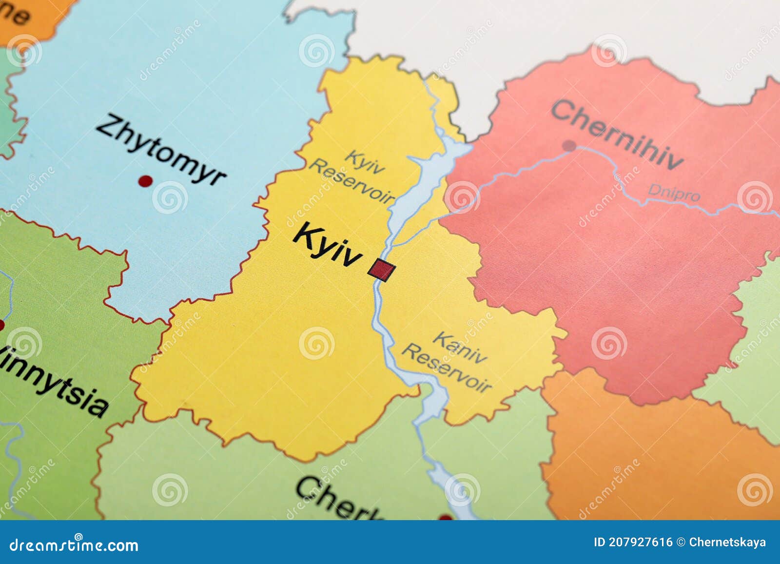 Kyiv Region on Map of Ukraine, Closeup Stock Photo - Image of oblast ...