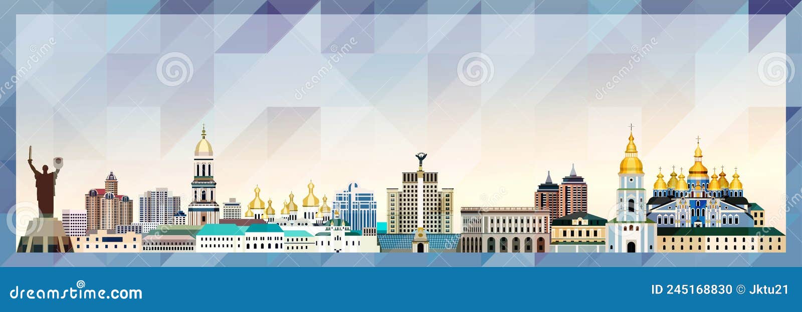 Kyiv Skyline Vector Colorful Poster on Beautiful Triangular Texture ...