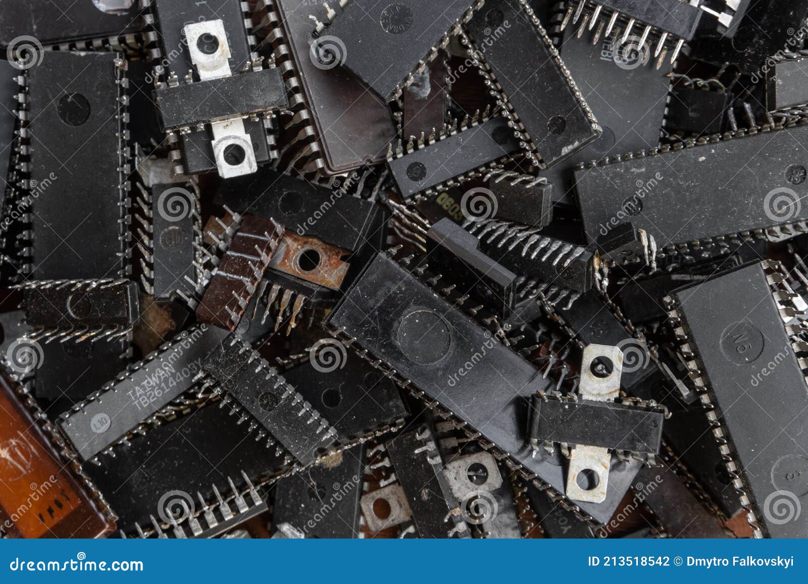 Close Up of Obsolete Used Microchips. Close Up of Electrical Waste ...