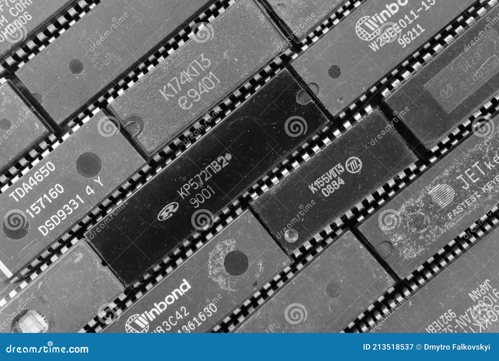 Pattern of Old Microchips Placed Diagonally. Close Up Editorial ...