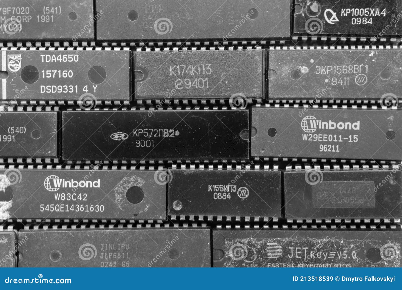 Pattern of Old Microchips Placed Horizontally. Close Up Editorial Stock ...