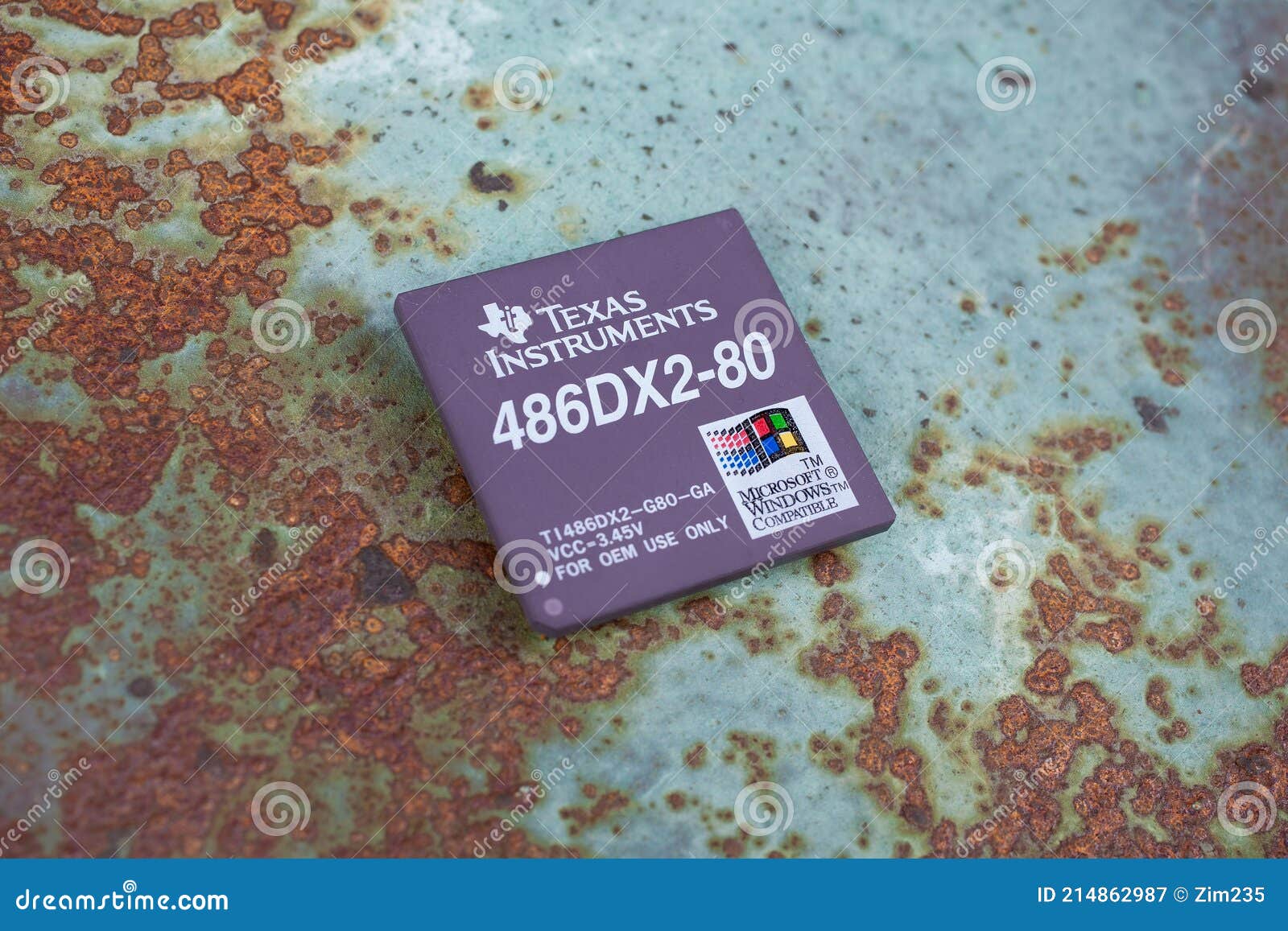 KYIV, UKRAINE - April 22, 2020. Texas Instruments 486DX2-80 Processor ...