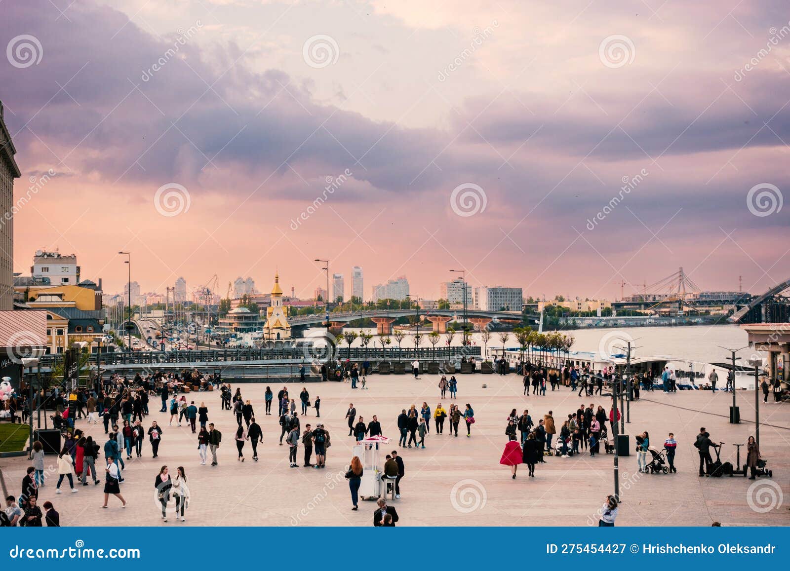 Kyiv, Ukraine - May 11, 2019: People Walk Along Postal Square in Kyiv ...