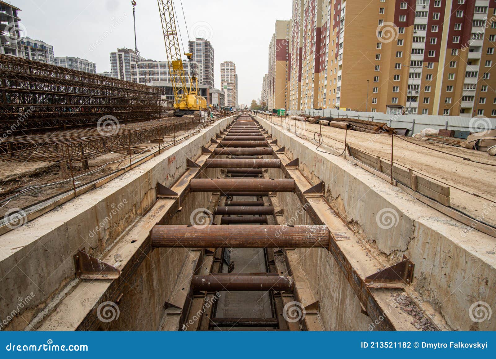 Construction of a Trench for Subway Tunnels Stock Photo - Image of ...