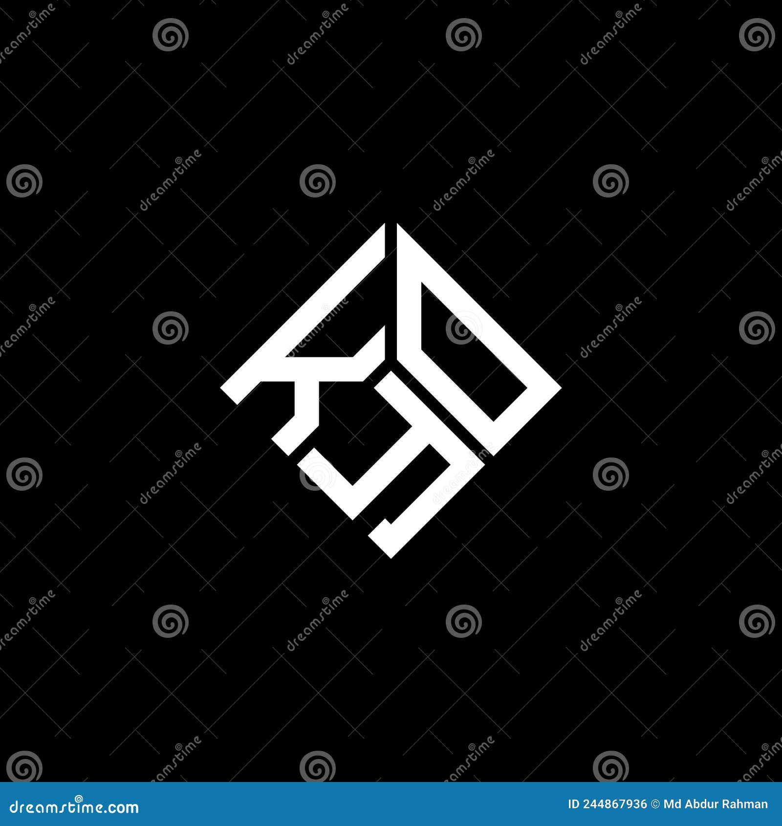 KYO Letter Logo Design on Black Background. KYO Creative Initials ...