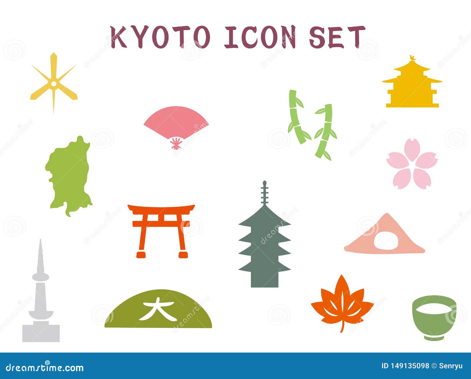Kyoto icon set1 stock vector. Illustration of japan - 149135098