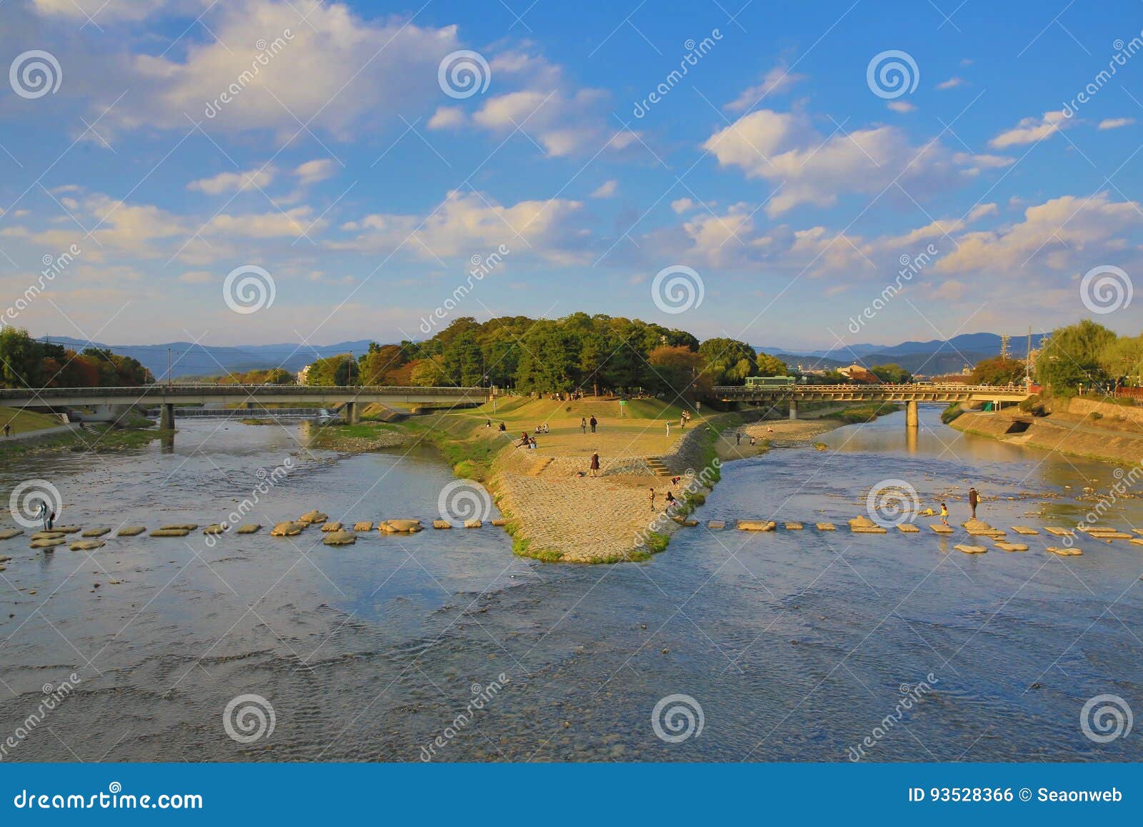 Kyoto, Japan Kamo River in Fall Seaon Stock Photo - Image of water ...