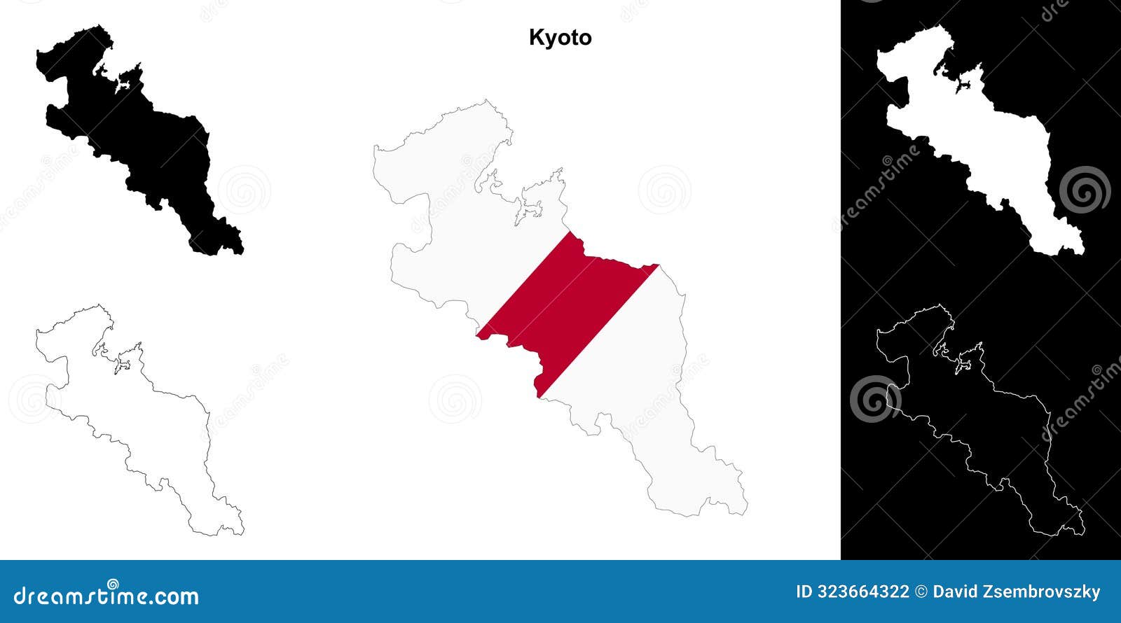 Kyoto Outline Map Vector Illustration | CartoonDealer.com #323664322