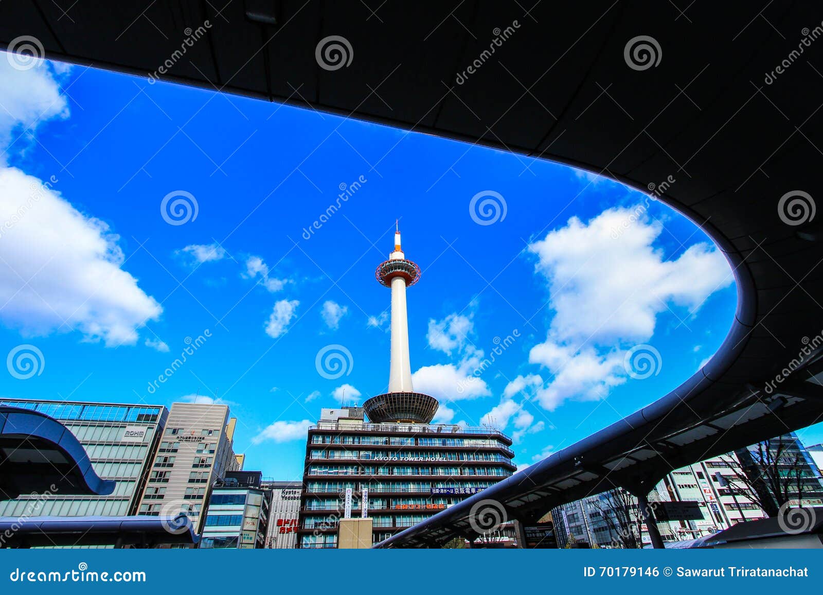 Kyoto Tower with Clear Blue Sky Background Editorial Photo - Image of ...