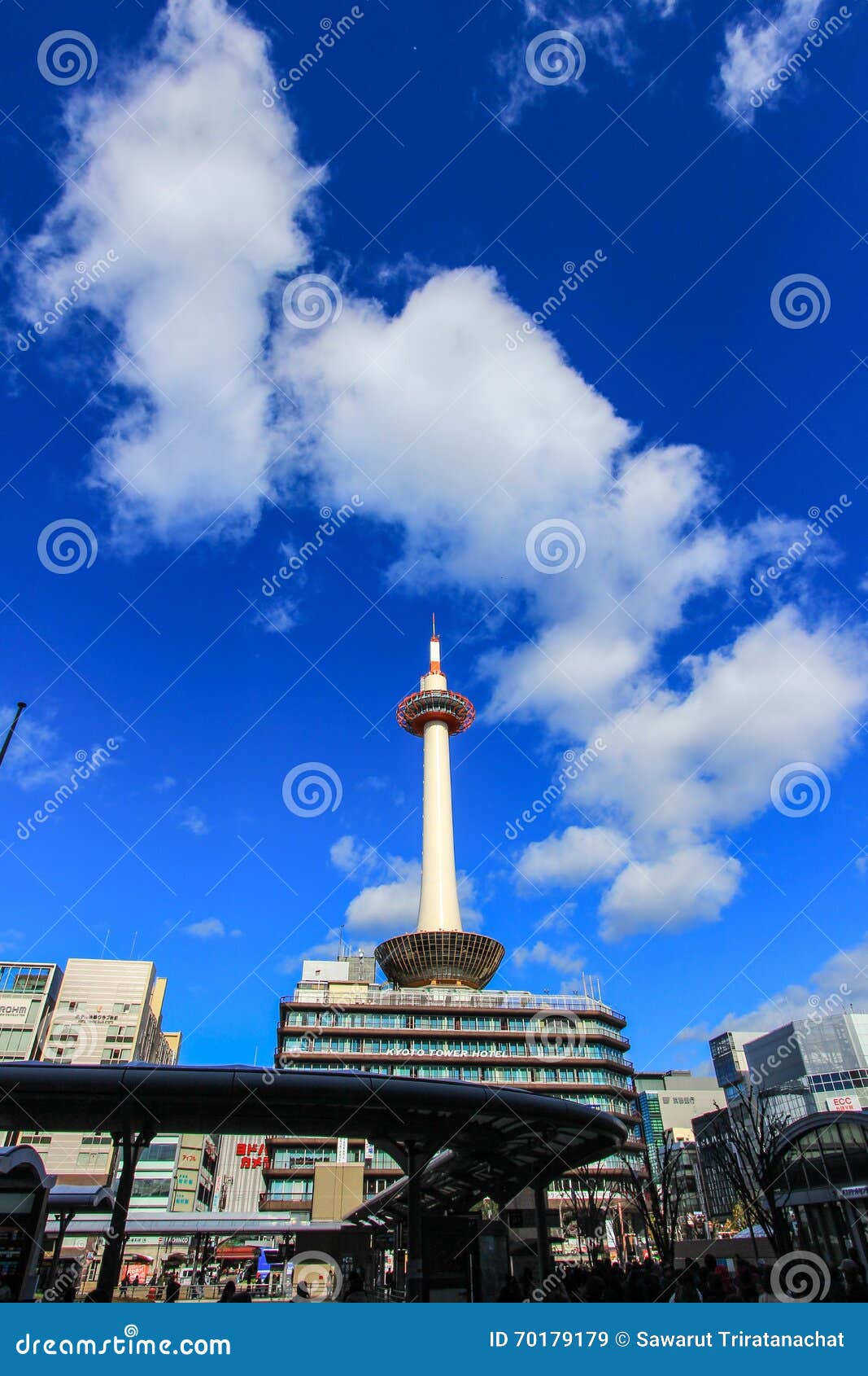 Kyoto Tower with Clear Blue Sky Background Editorial Stock Image ...