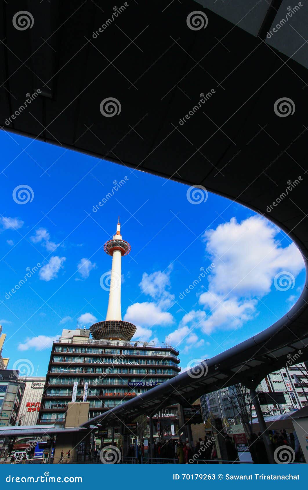Kyoto Tower with Clear Blue Sky Background Editorial Stock Photo ...