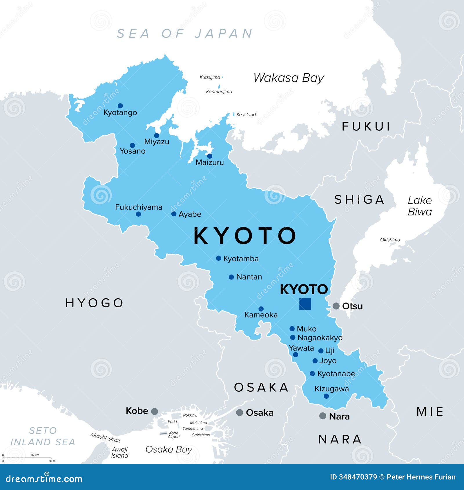 Kyoto Prefecture of Japan, Political Map Stock Illustration ...