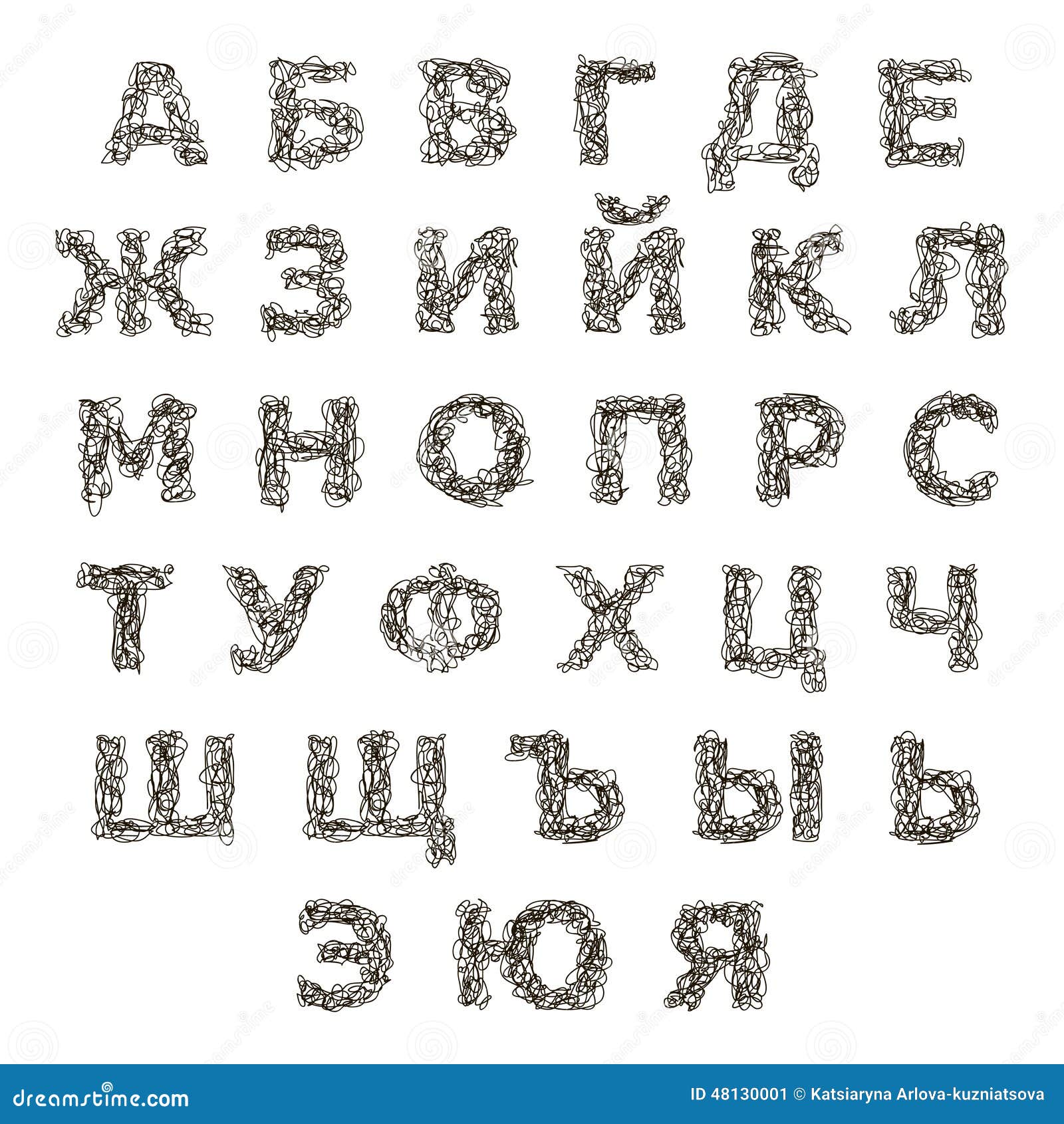 Kyrillisches Alphabet Des Gekritzels Vektor Abbildung - Illustration ...