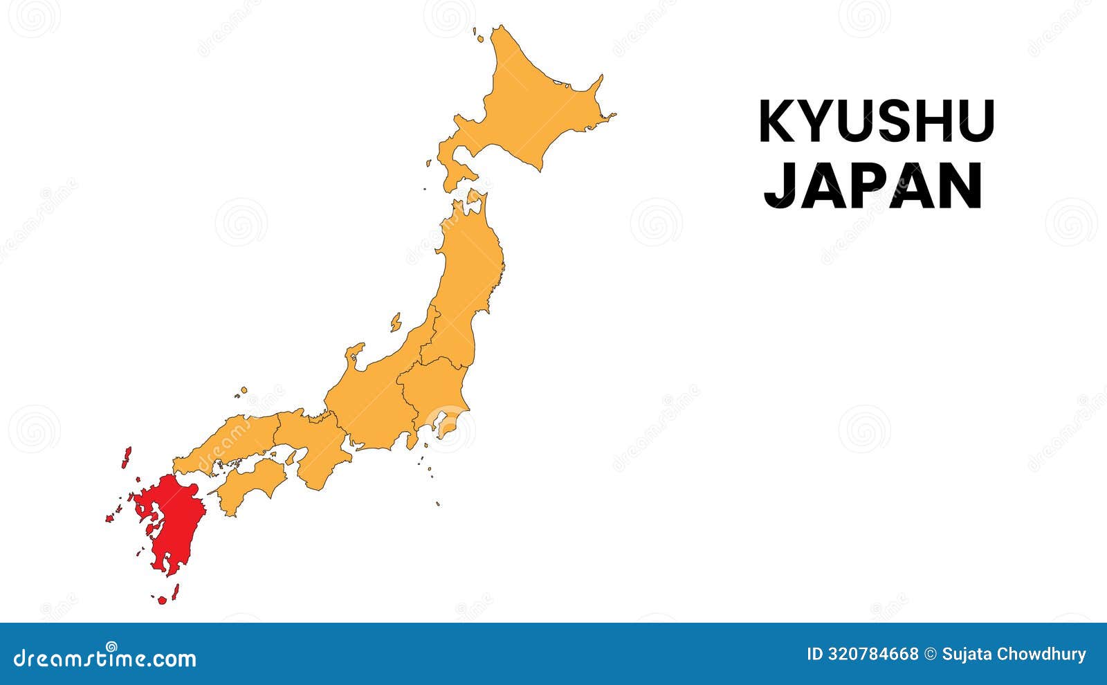 Kyushu Map In Japan. Vector Map Of Japan. Map Of The Provinces Of Japan ...