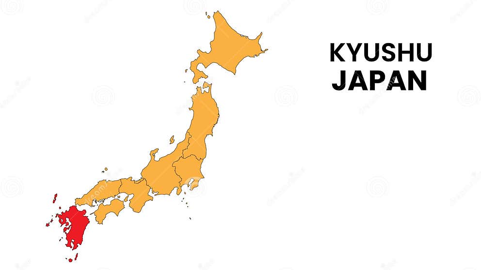 Kyushu Map in Japan. Vector Map of Japan. Map of the Provinces of Japan ...