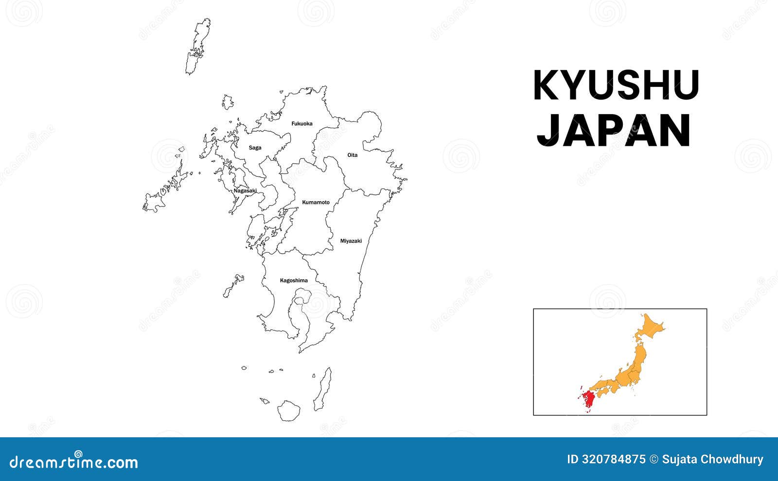 Kyushu Map. State And District Map Of Kyushu. Political Map Of Kyushu ...