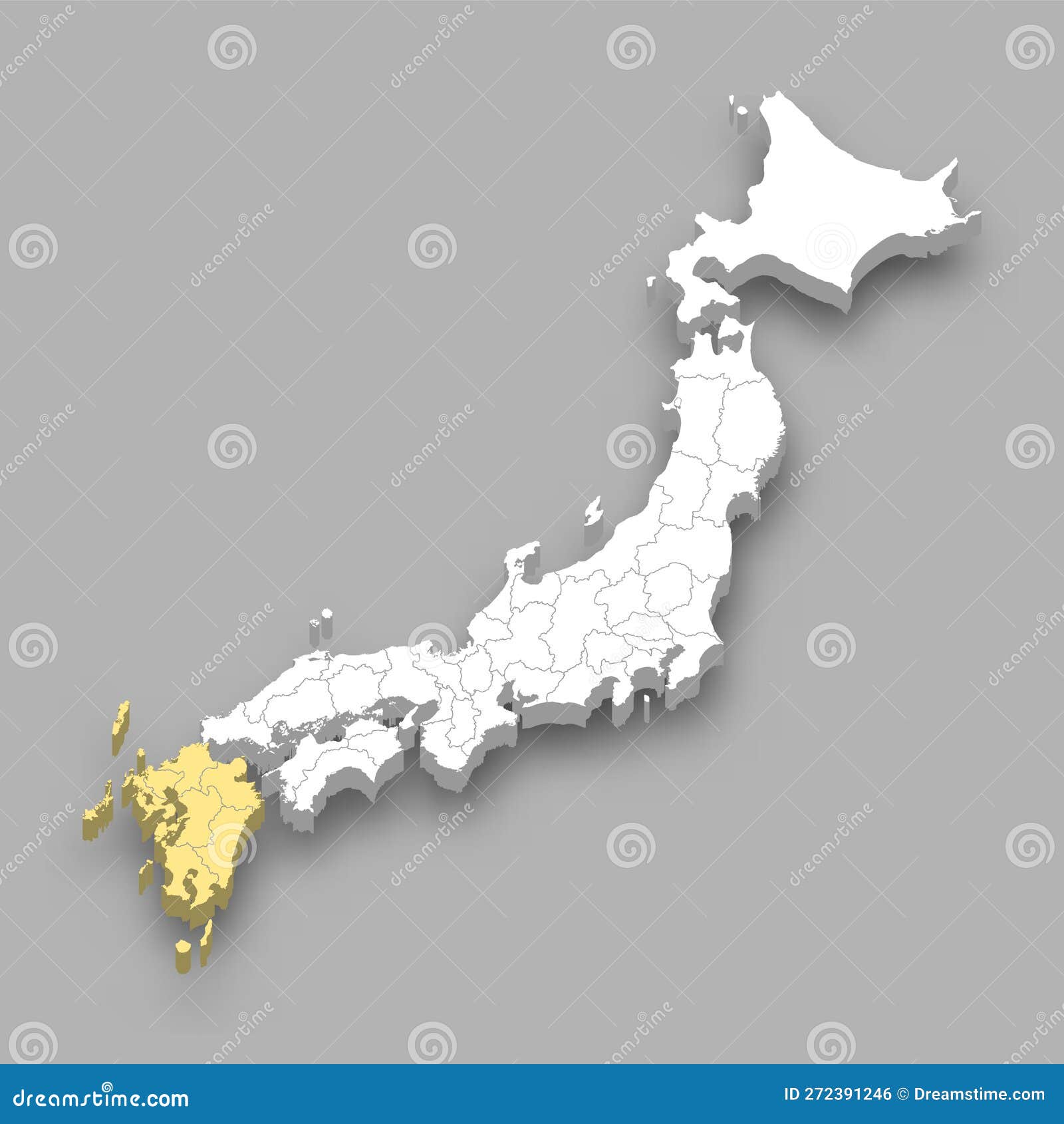 Kyushu Region Location within Japan Map Stock Vector - Illustration of ...