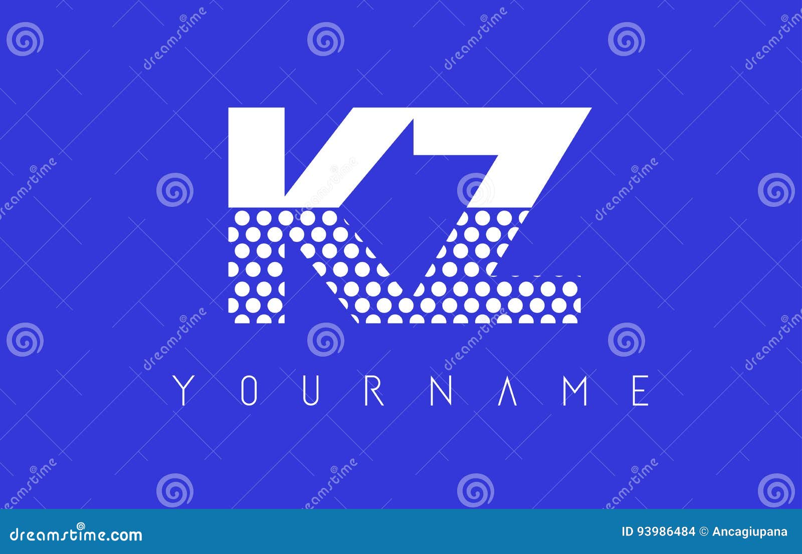KZ K Z Dotted Letter Logo Design with Blue Background. Stock Vector ...