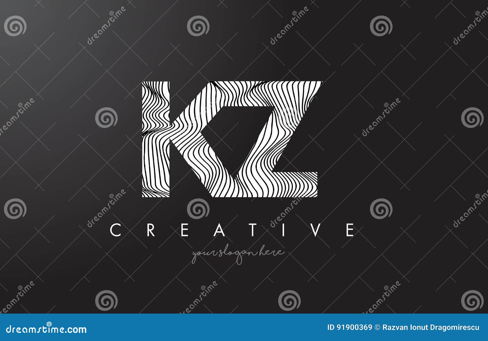 KZ K Z Letter Logo with Zebra Lines Texture Design Vector. Stock Vector ...