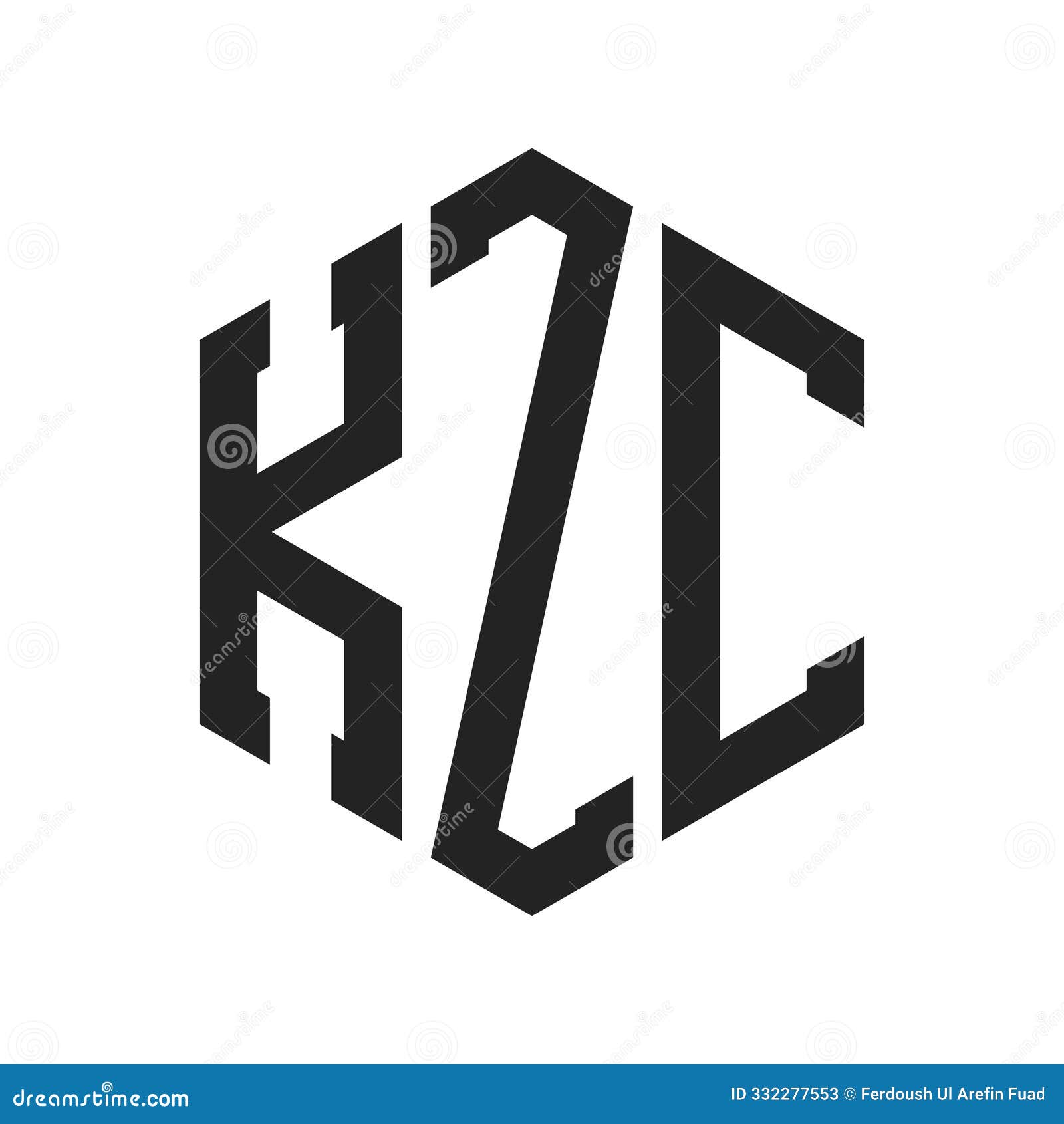 KZC Logo Design. Initial Letter KZC Monogram Logo Using Hexagon Shape ...