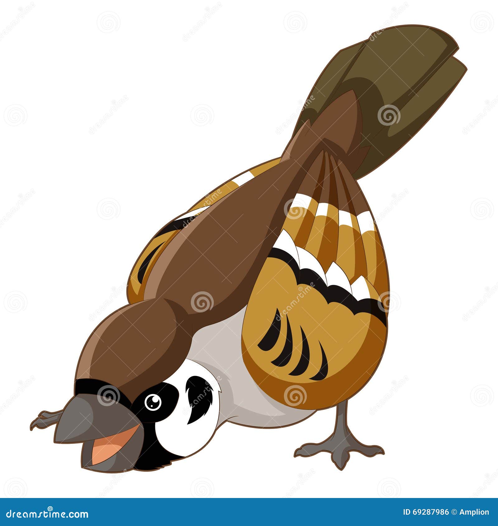 Lächelnder Spatz Der Karikatur Vektor Abbildung - Illustration von ...