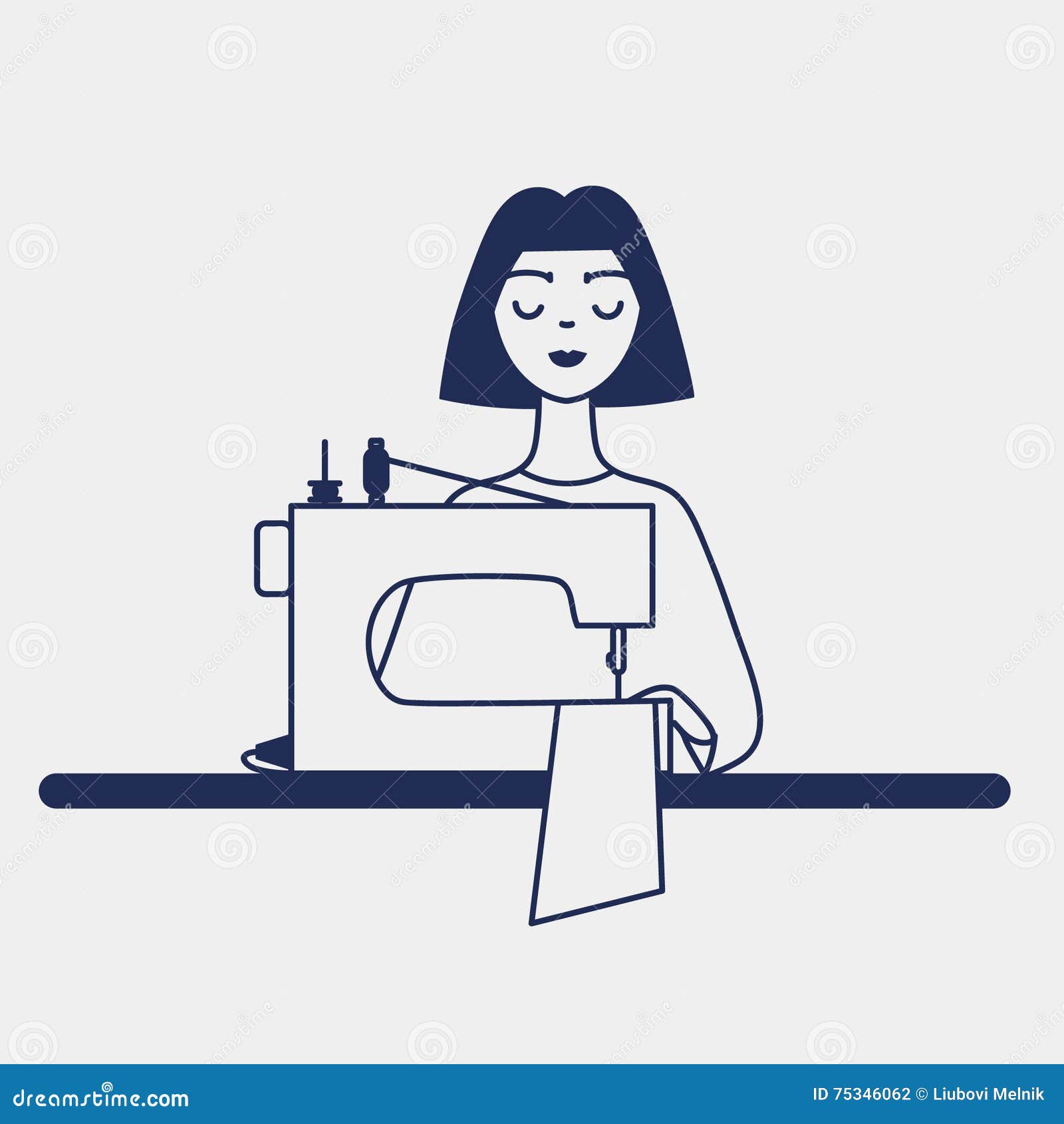 Línea arte de la modista ilustración del vector. Ilustración de feliz ...