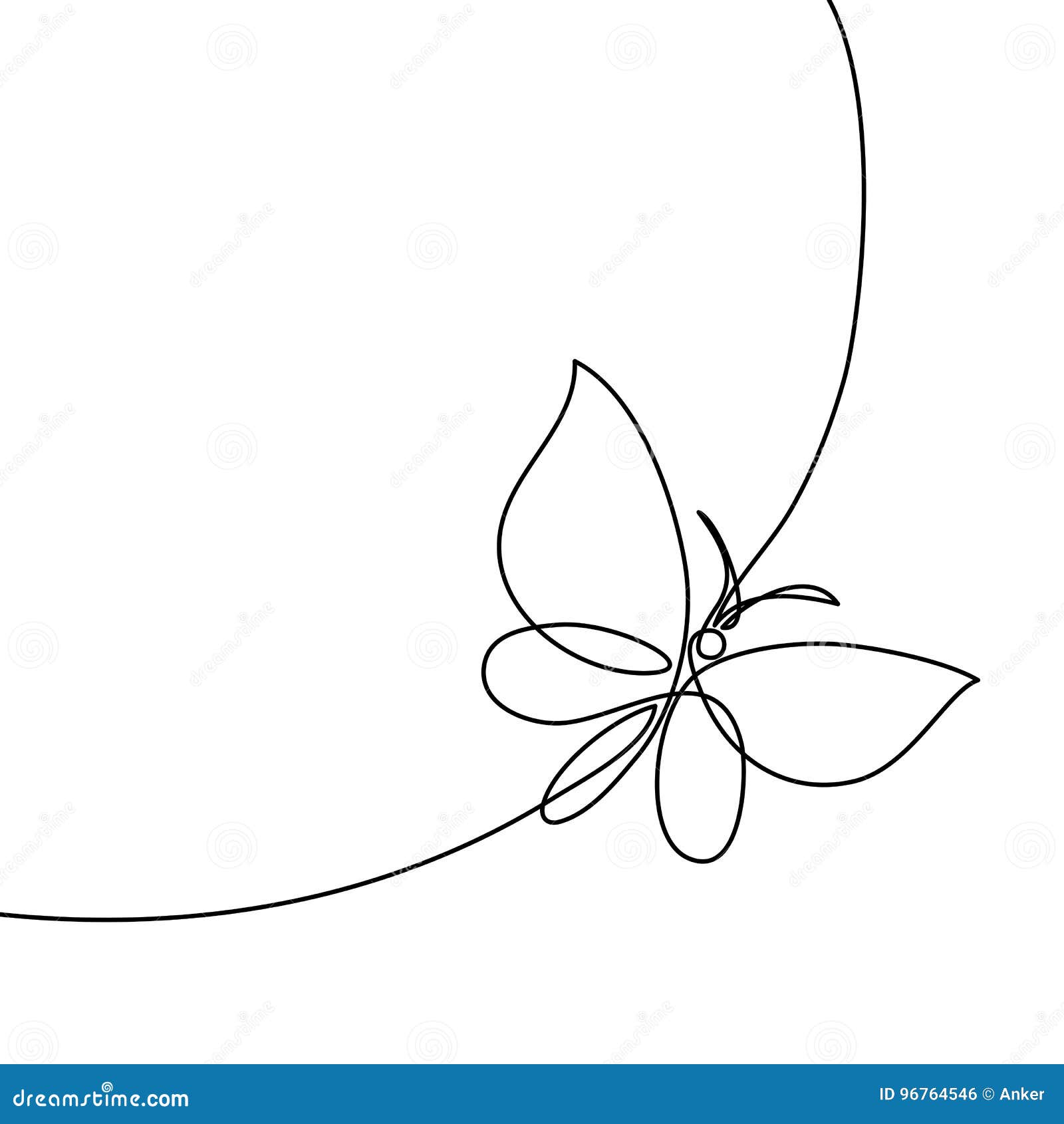 Línea continua mariposa ilustración del vector. Ilustración de trendy ...