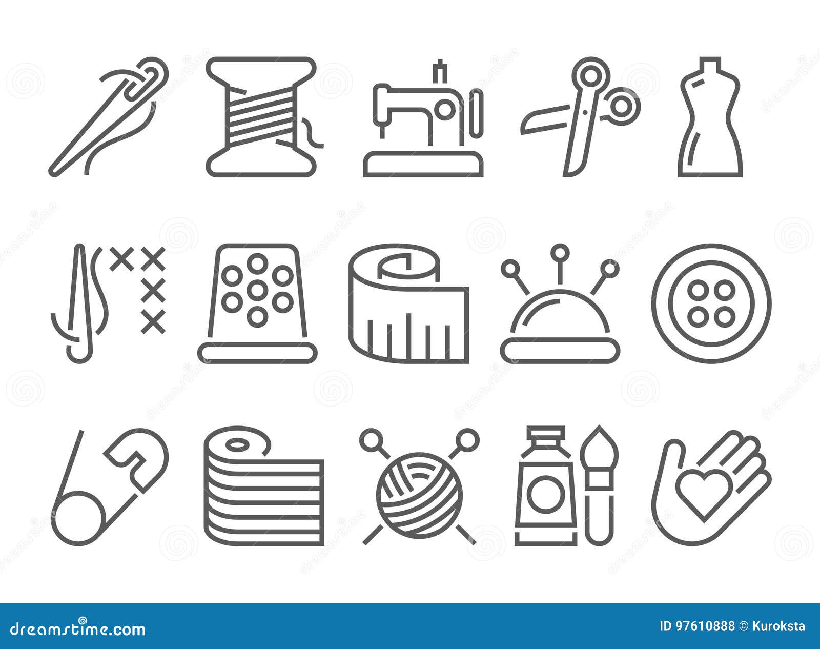 Línea de costura icono ilustración del vector. Ilustración de contorno ...