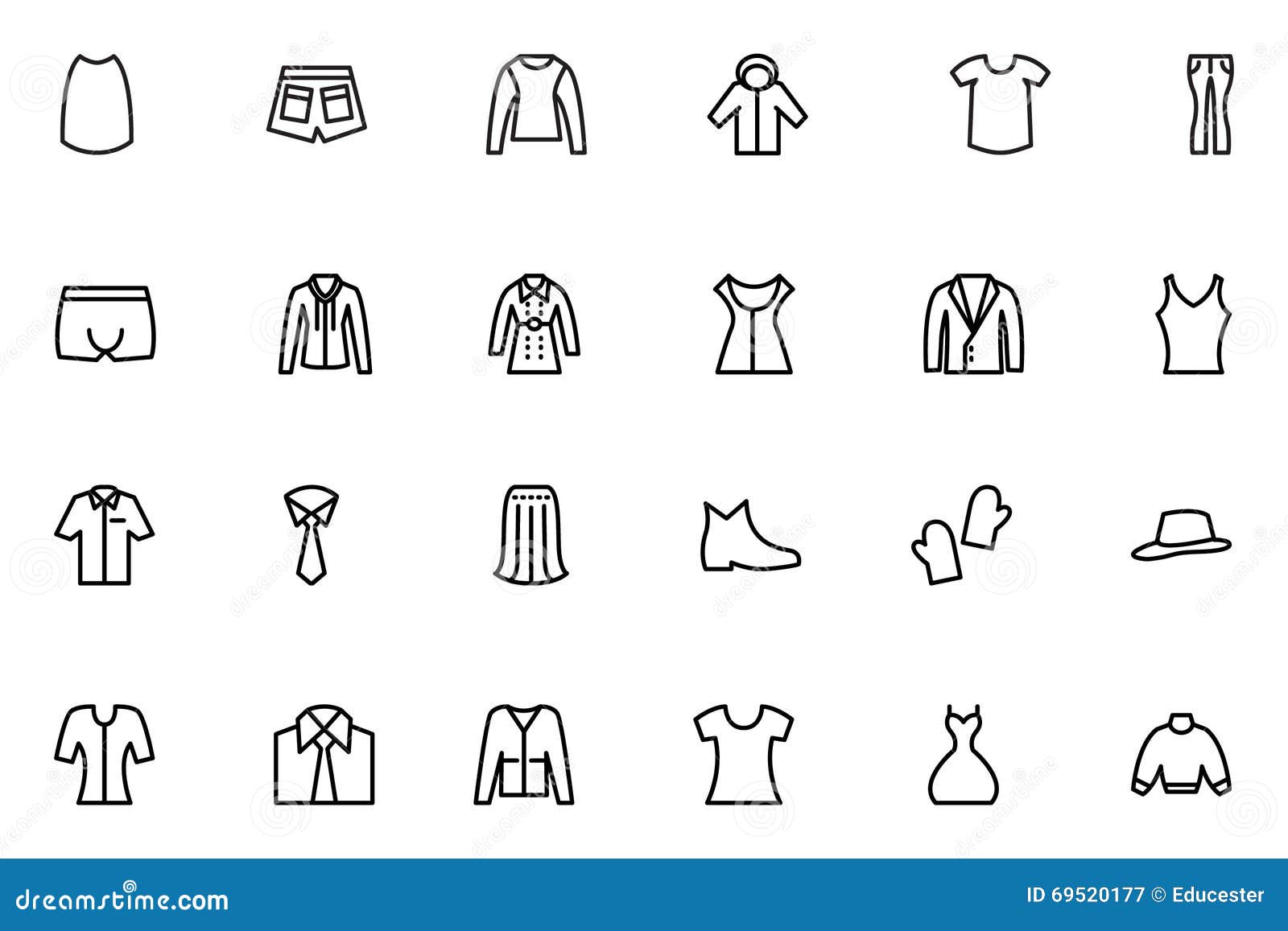 Línea De Ropa Iconos 4 Del Vector Stock de ilustración - Ilustración de ...