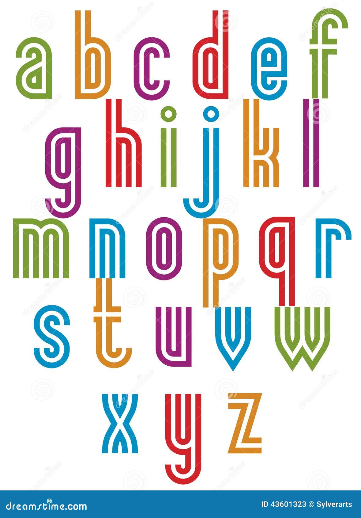 Línea Doble Fuente De Moda Del Estilo Retro Ilustración del Vector ...