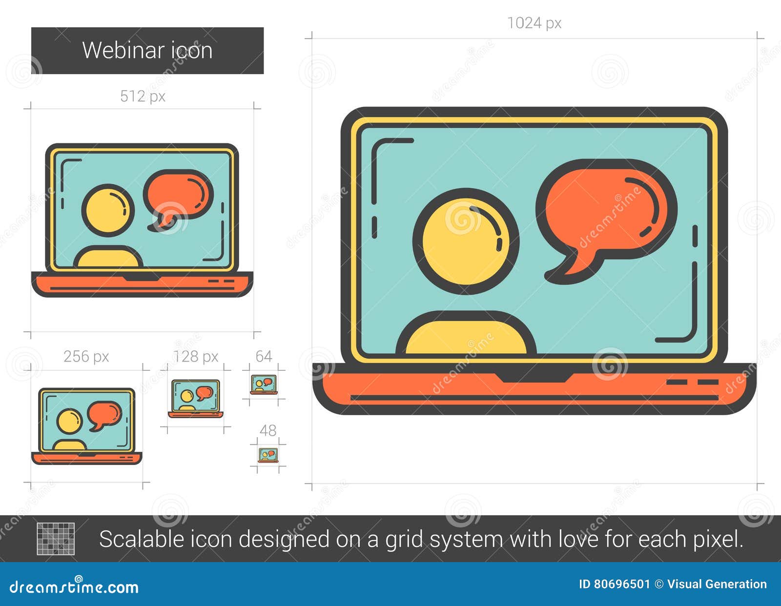 Línea icono de Webinar ilustración del vector. Ilustración de contorno ...