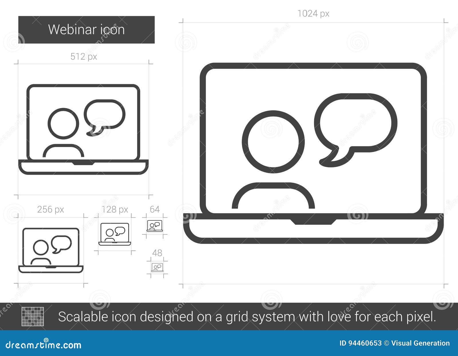 Línea icono de Webinar ilustración del vector. Ilustración de icono ...