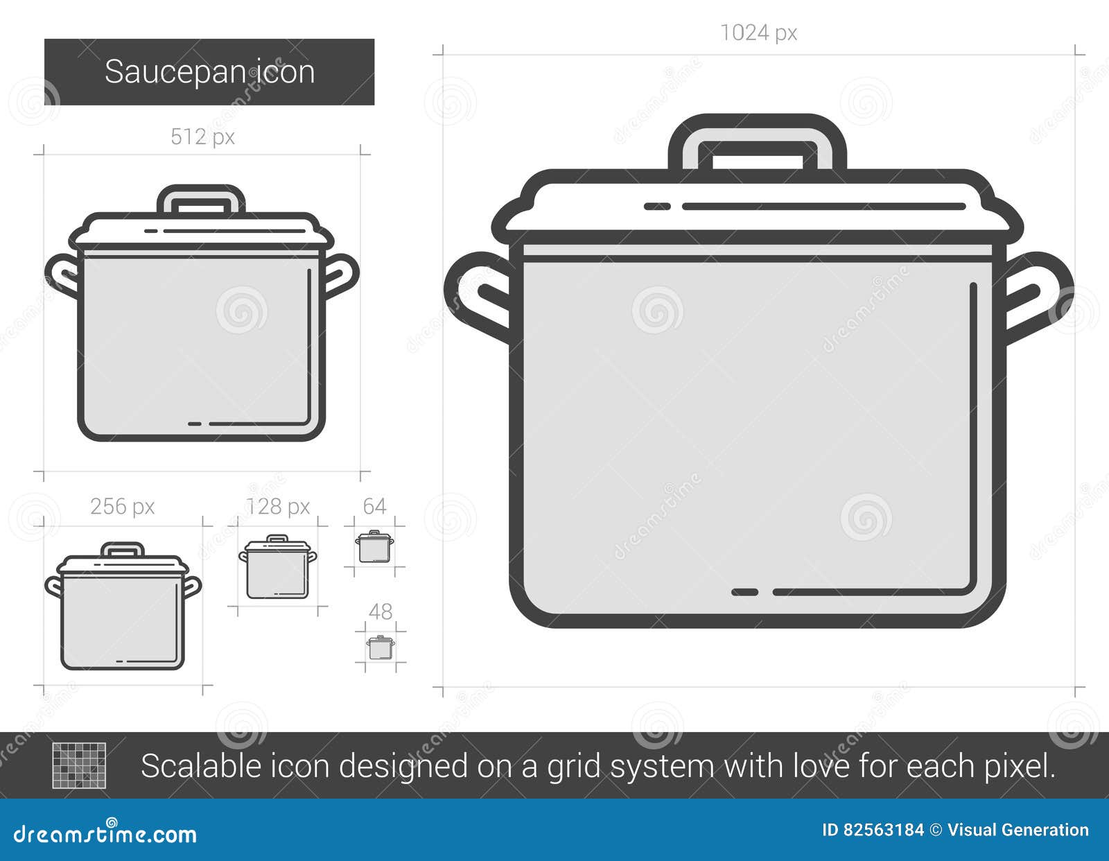 Línea icono del cazo ilustración del vector. Ilustración de acero ...