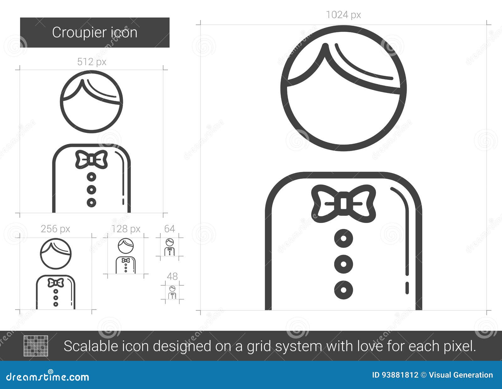 Línea icono del crupié ilustración del vector. Ilustración de éxito ...