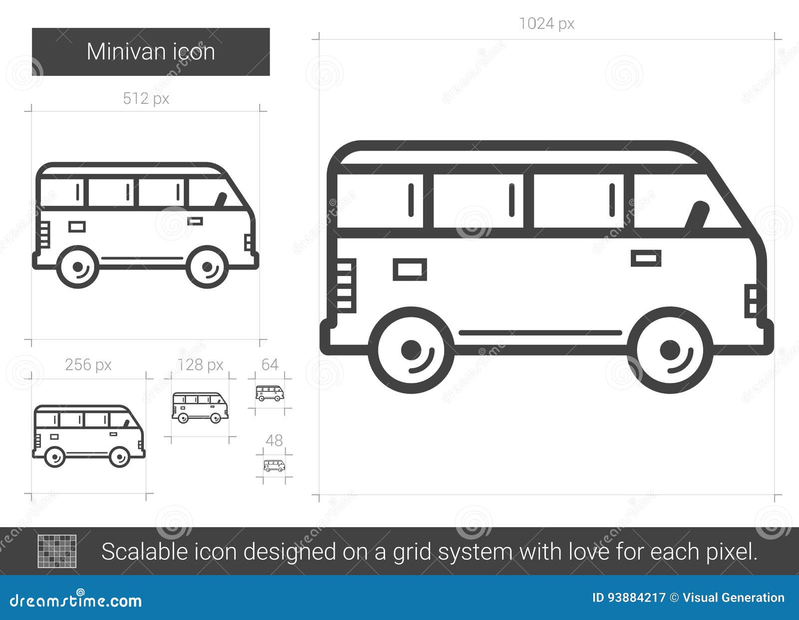 Línea icono del minivan ilustración del vector. Ilustración de carga ...