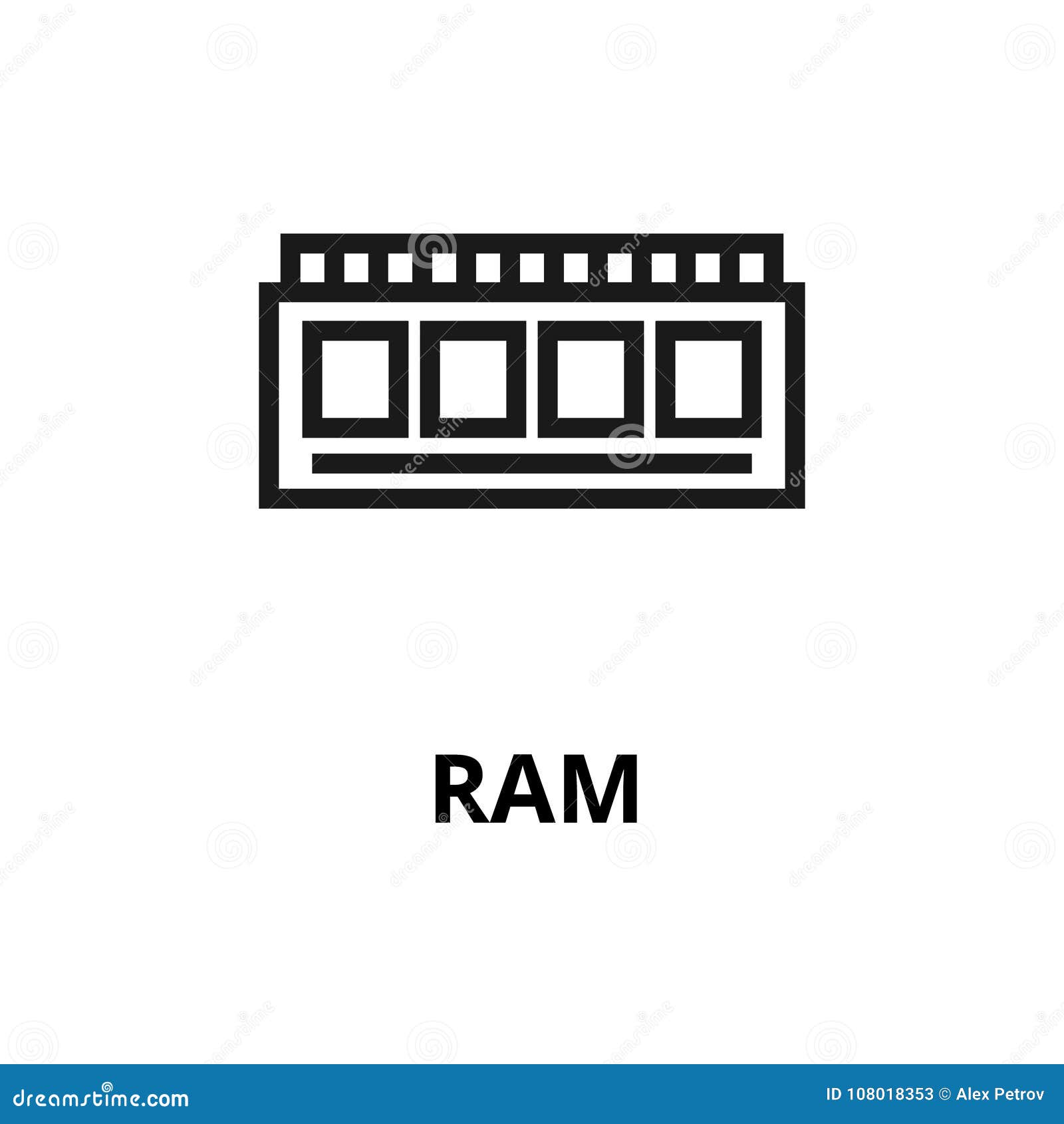 Línea icono del Ram stock de ilustración. Ilustración de datos - 108018353