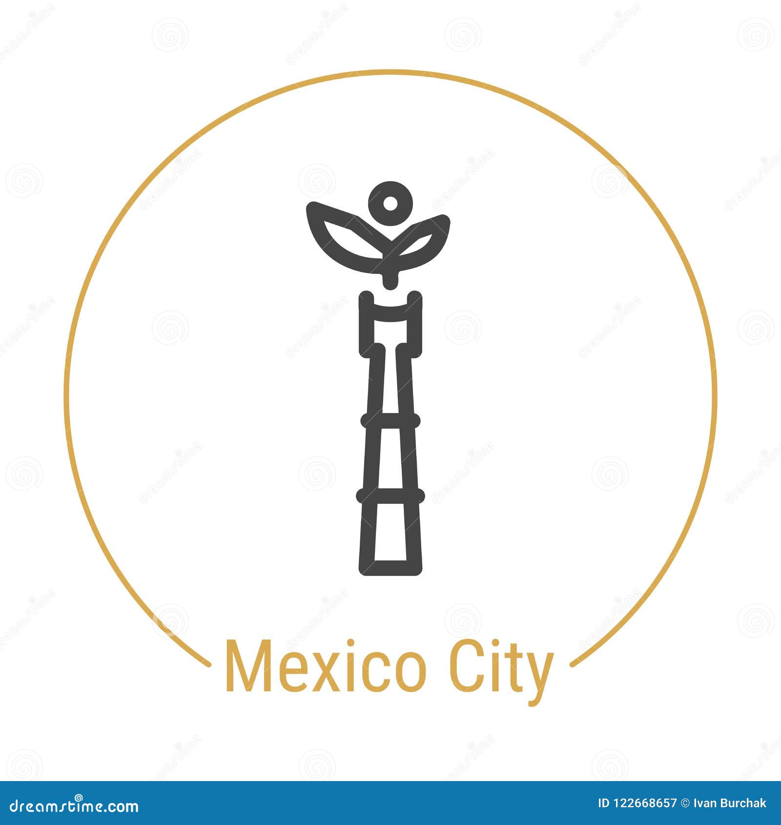 Línea Icono Del Vector De Ciudad De México, México Ilustración del ...