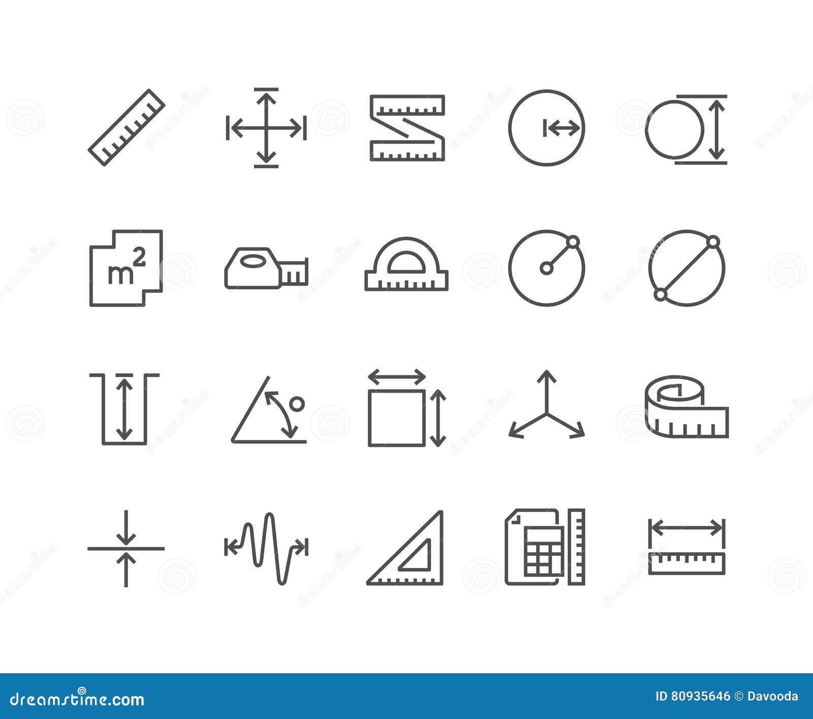 Línea iconos de la medida ilustración del vector. Ilustración de radio ...