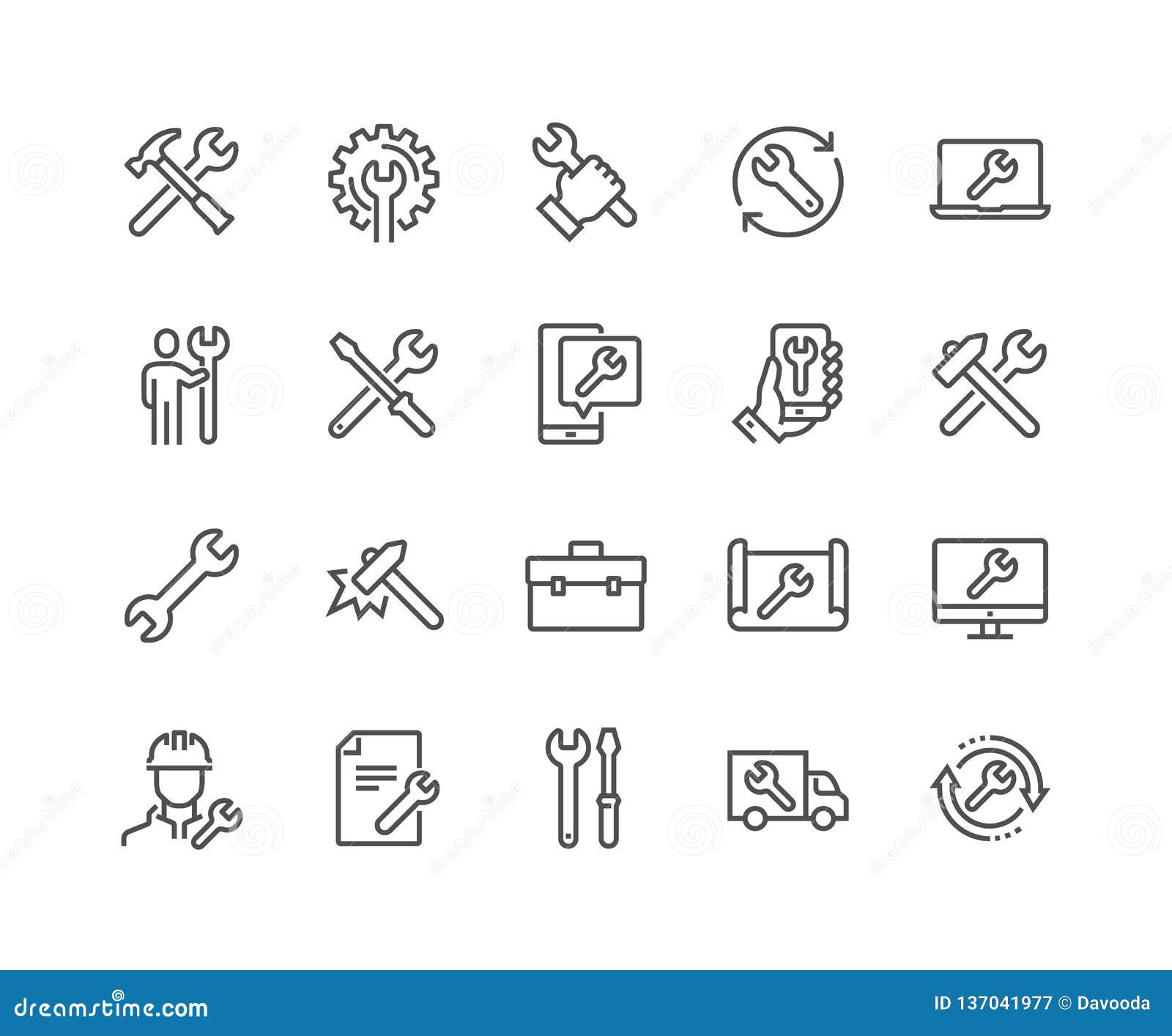 Línea Iconos De La Reparación Ilustración del Vector - Ilustración de ...