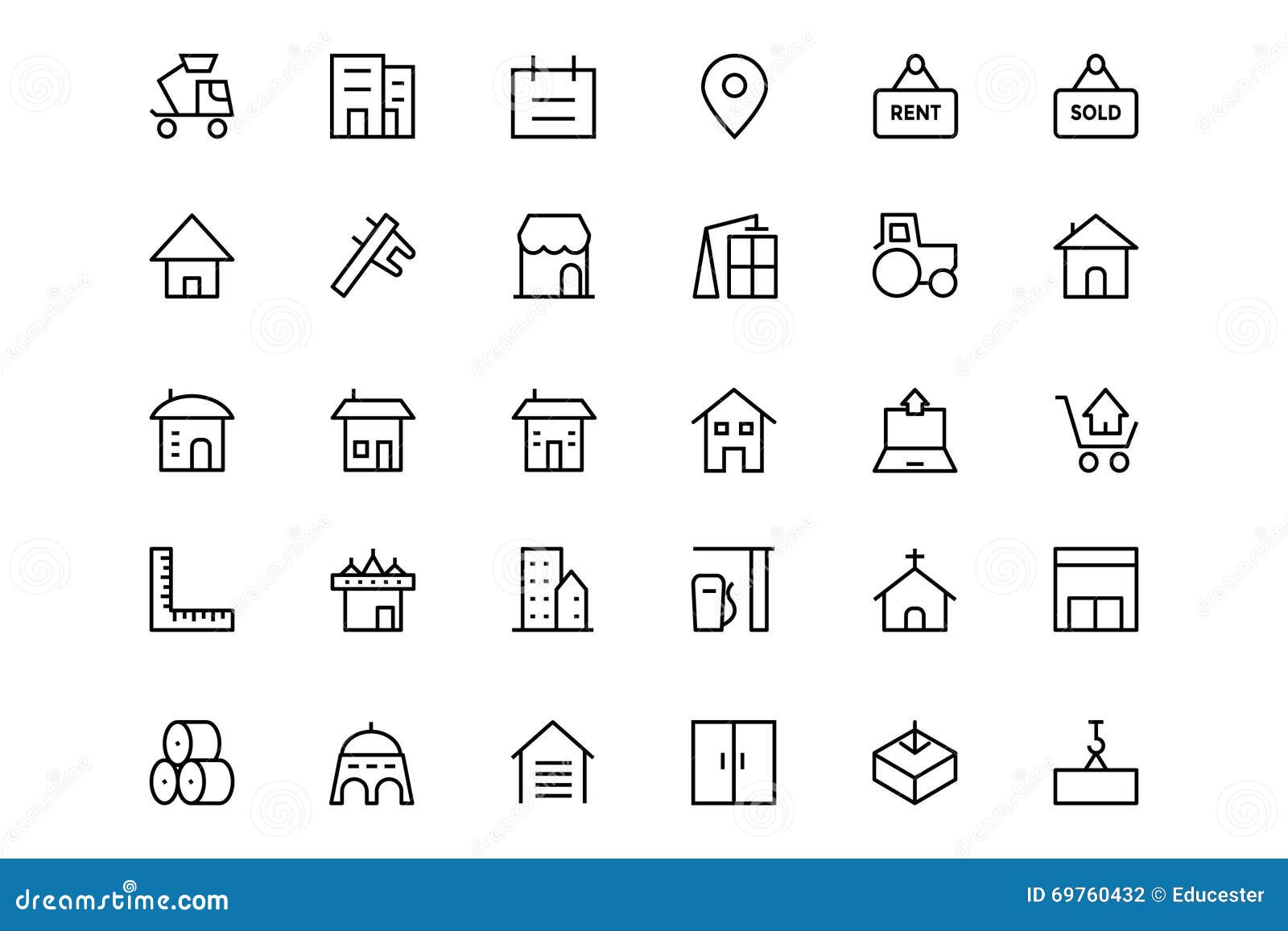 Línea Iconos 3 Del Vector De La Construcción Stock de ilustración ...