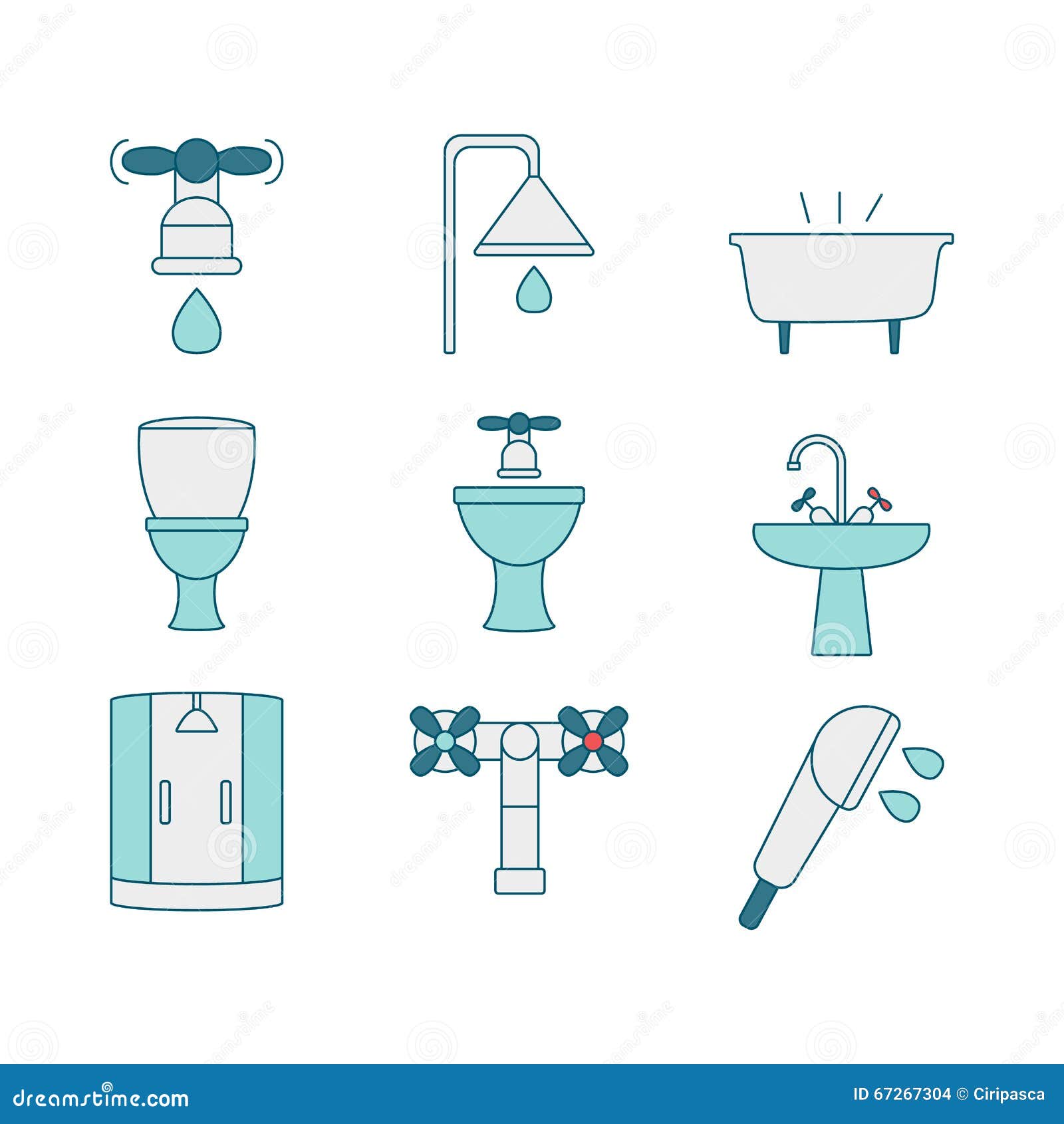 Línea Iconos Del Vector Del Estilo De Elementos Sanitarios Ilustración ...
