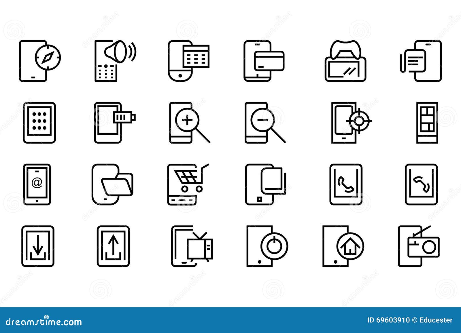 Línea Móvil Iconos 4 Del Vector Stock de ilustración - Ilustración de ...