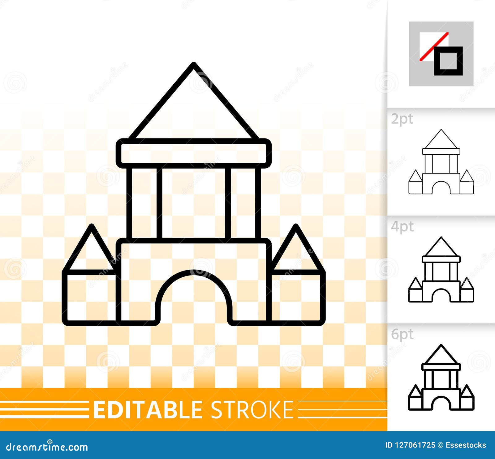 Línea Negra Simple Icono Del Castillo Del Bloque Del Vector Ilustración ...