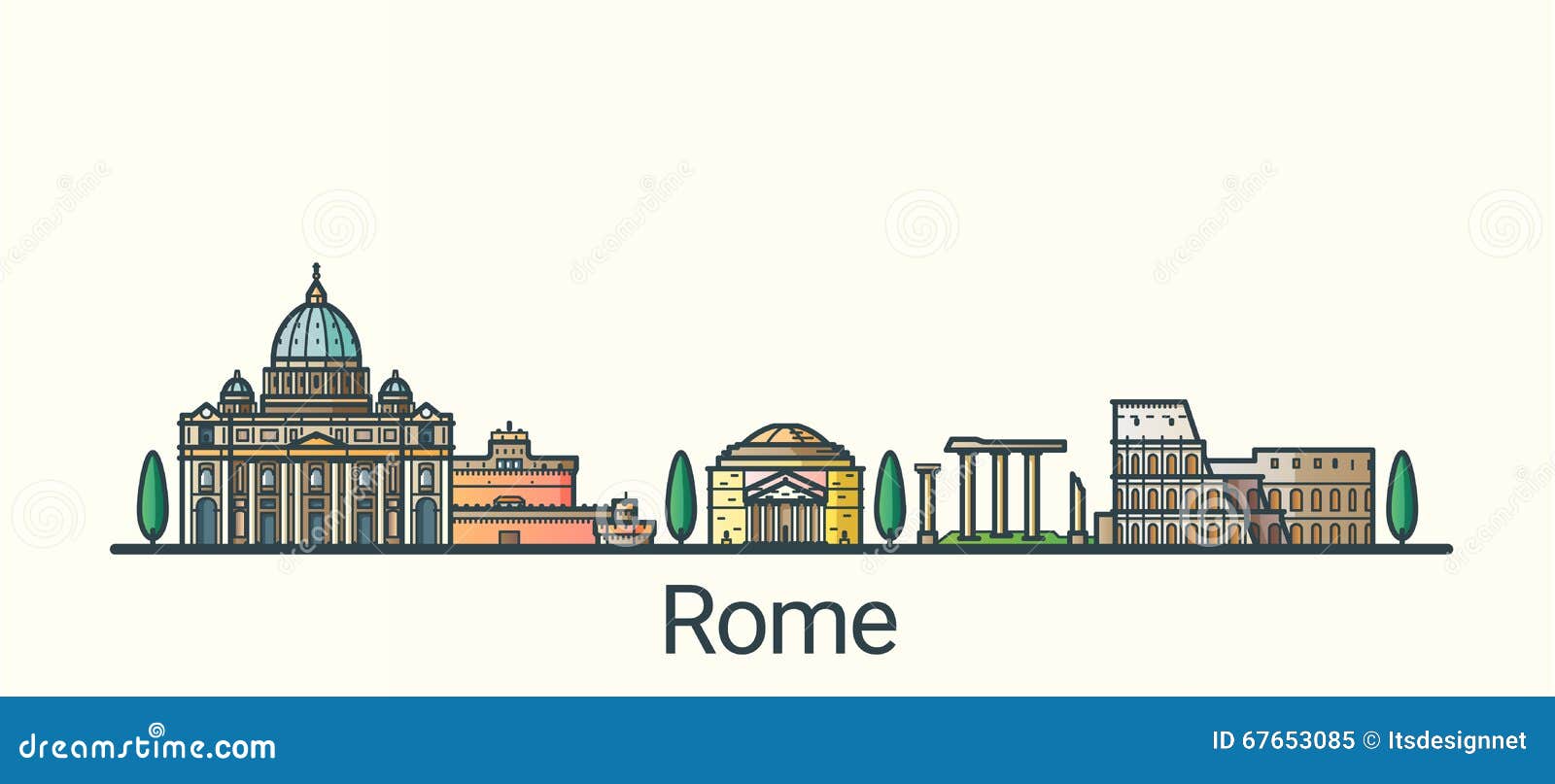 Línea Plana Bandera De Roma Ilustración del Vector - Ilustración de ...