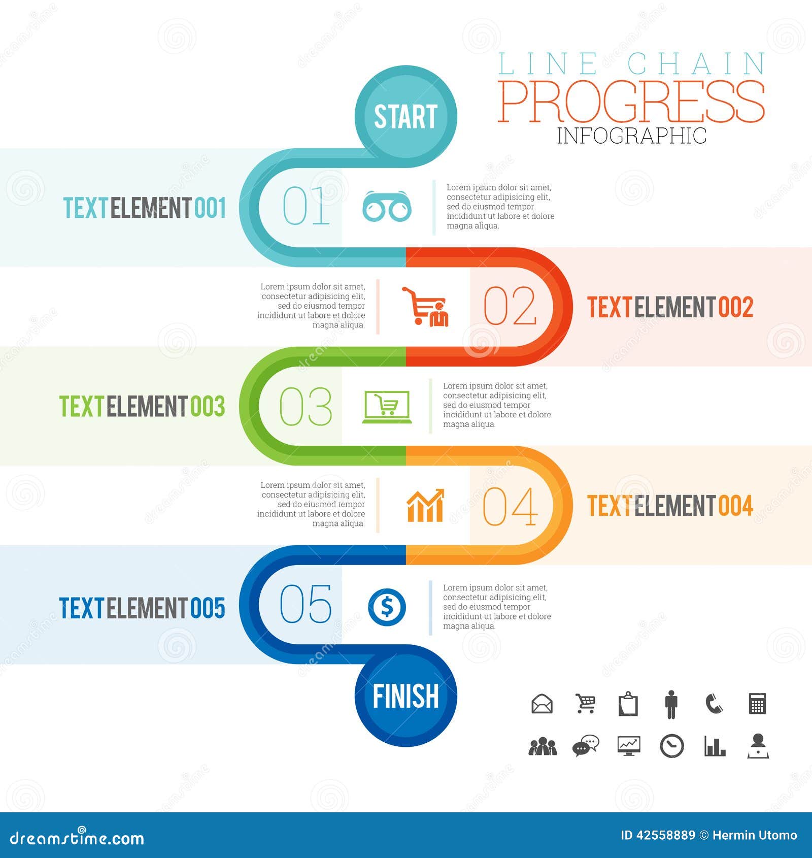 Línea Progreso Infographic De La Cadena Ilustración del Vector ...
