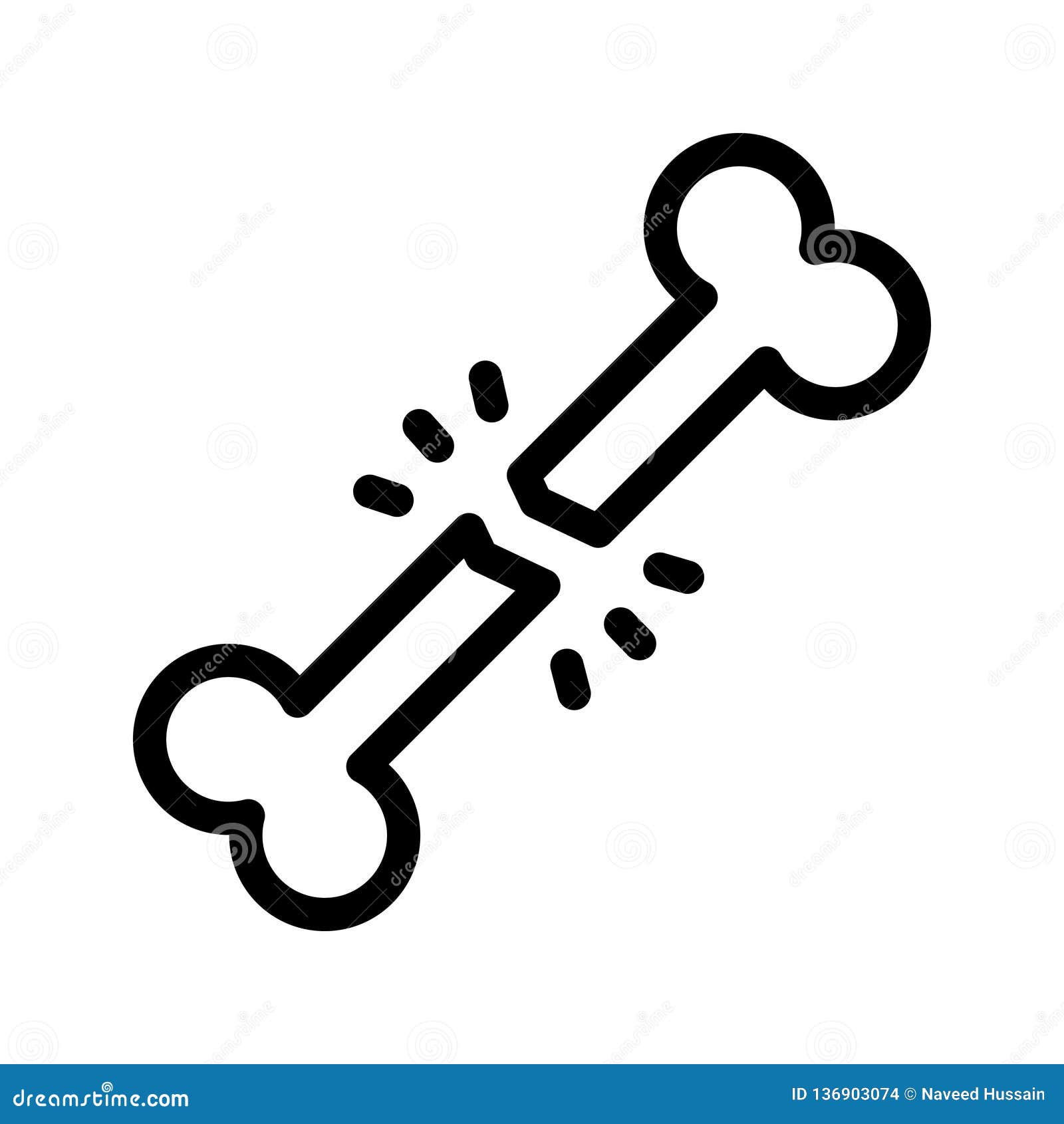 Línea Quebrada Icono Del Hueso Del Vector Ilustración del Vector ...