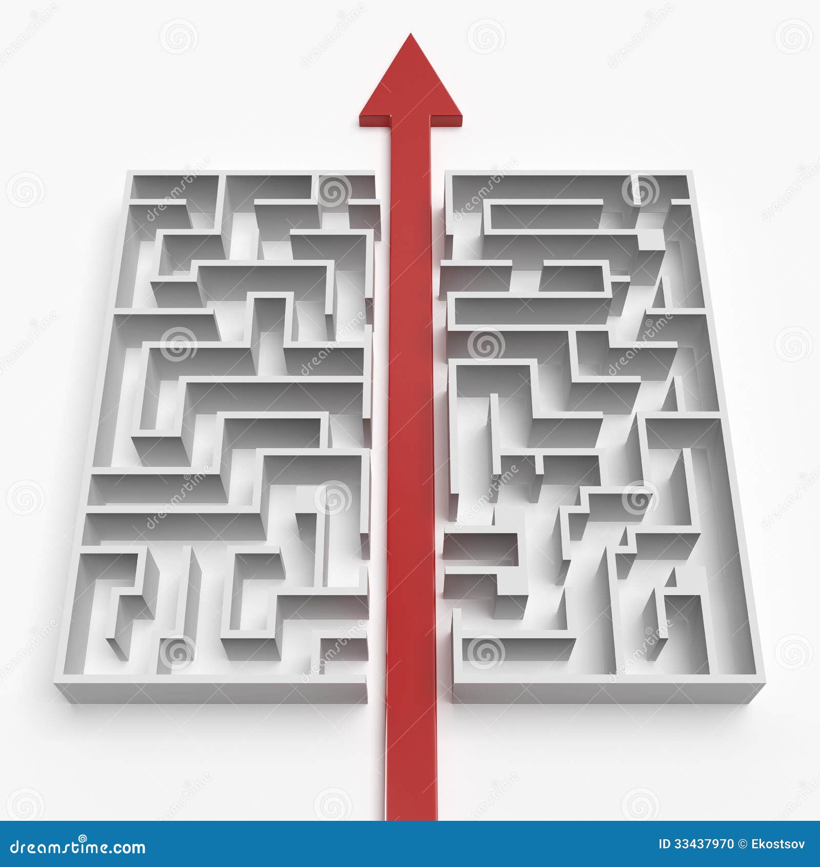 Línea Recta Roja a Través Del Laberinto Stock de ilustración ...