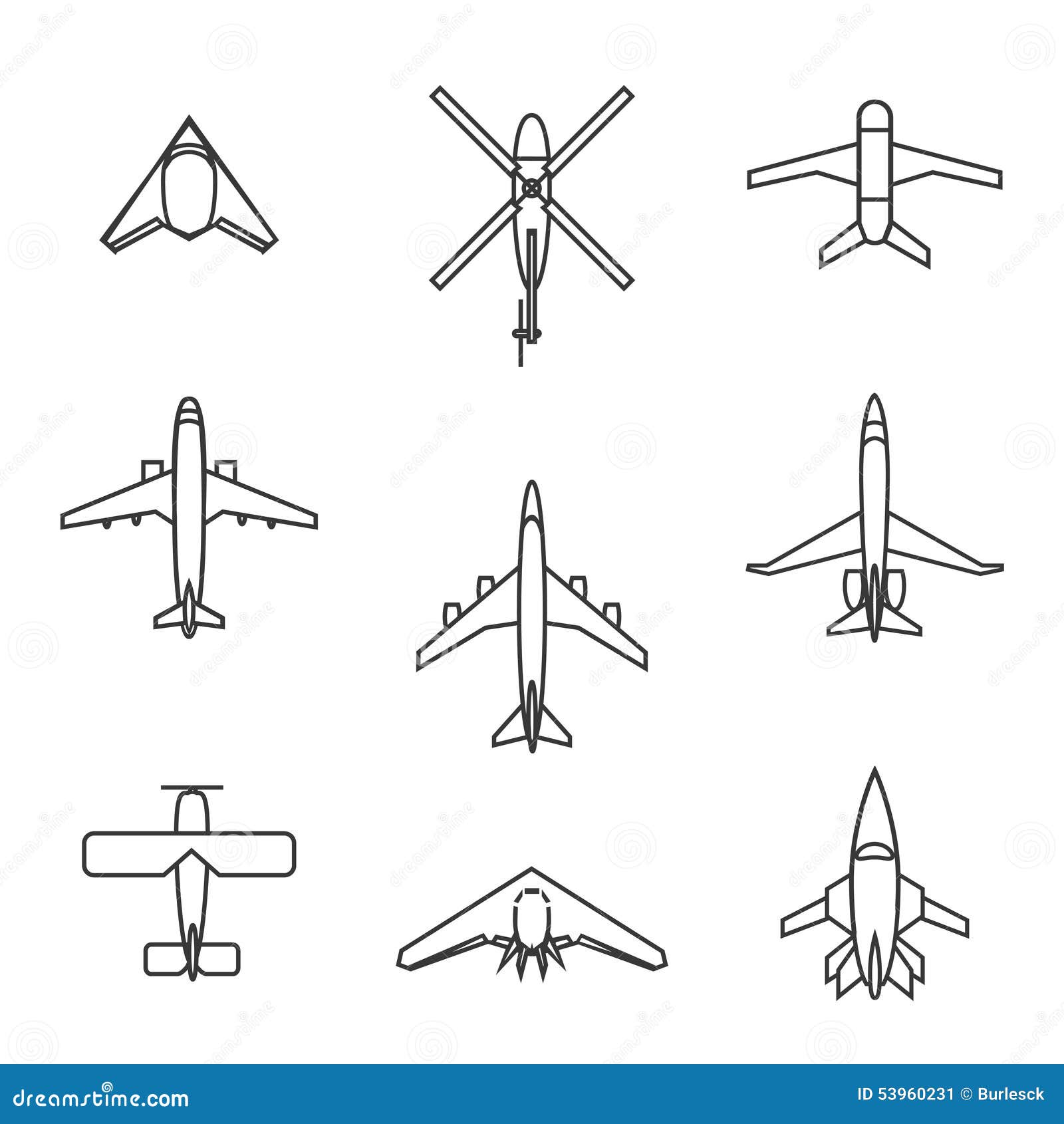 Línea Sistema Del Vector De Los Aviones Ilustración del Vector ...