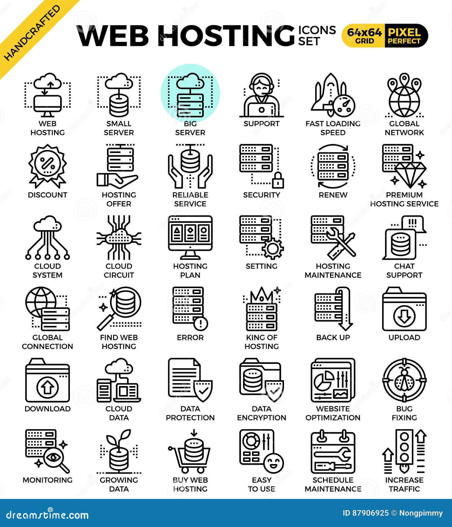 Línea Sistema Del Web Hosting Del Icono Ilustración del Vector ...