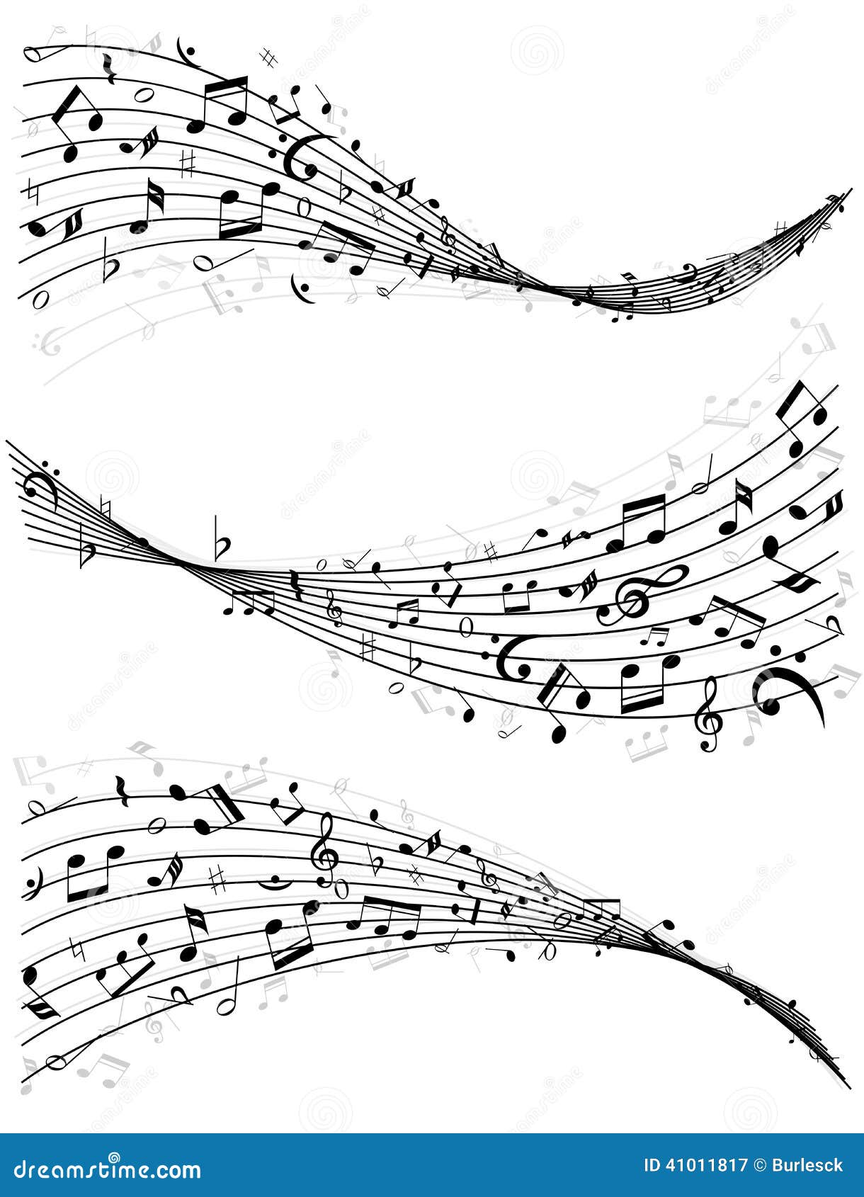 Líneas Onduladas De Notas De La Música Ilustración del Vector ...